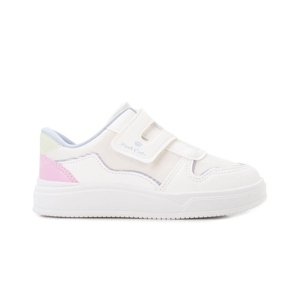 Tênis Infantil Pink Cats Branco | Paquetá