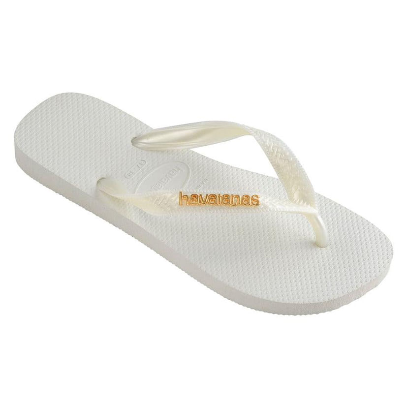 Chinelo Havaianas Top Logo Metal Branco Feminino | Oscar