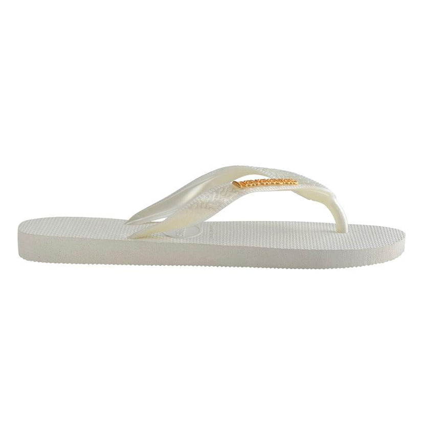 Chinelo Havaianas Top Logo Metal Branco Feminino | Oscar