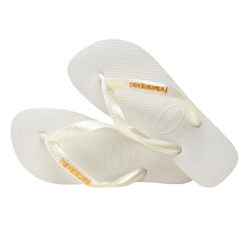 Chinelo Havaianas Top Logo Metal Branco Feminino | Oscar