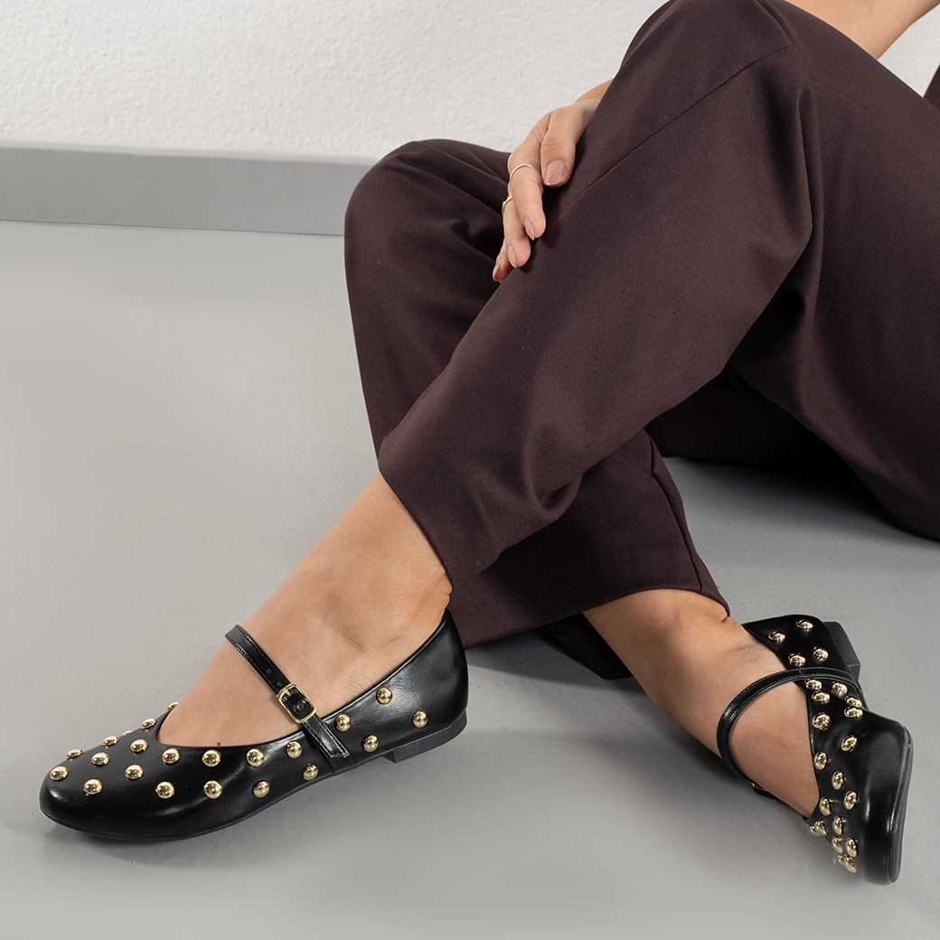 Sapatilha M Shuz Ornamentos Feminina Preta | Gaston