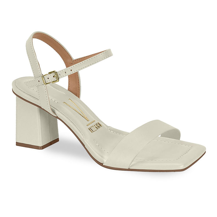 Vizzano Sandália Salto Bloco Off White Feminina | Paquetá